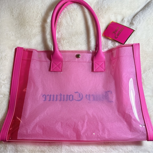 Juicy Couture | Bags | Nwt Juicy Couture Pink Clear Tote Bag Y2k | Poshmark